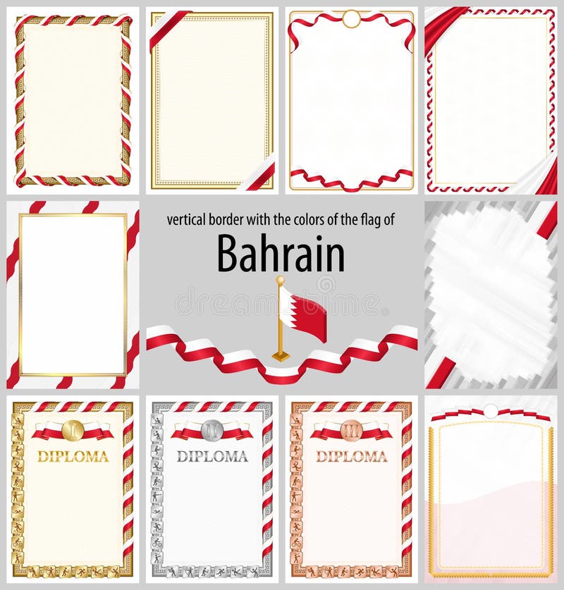 Vertical Frame and Border with Bahrain Flag Stock Vector - Illustration ...