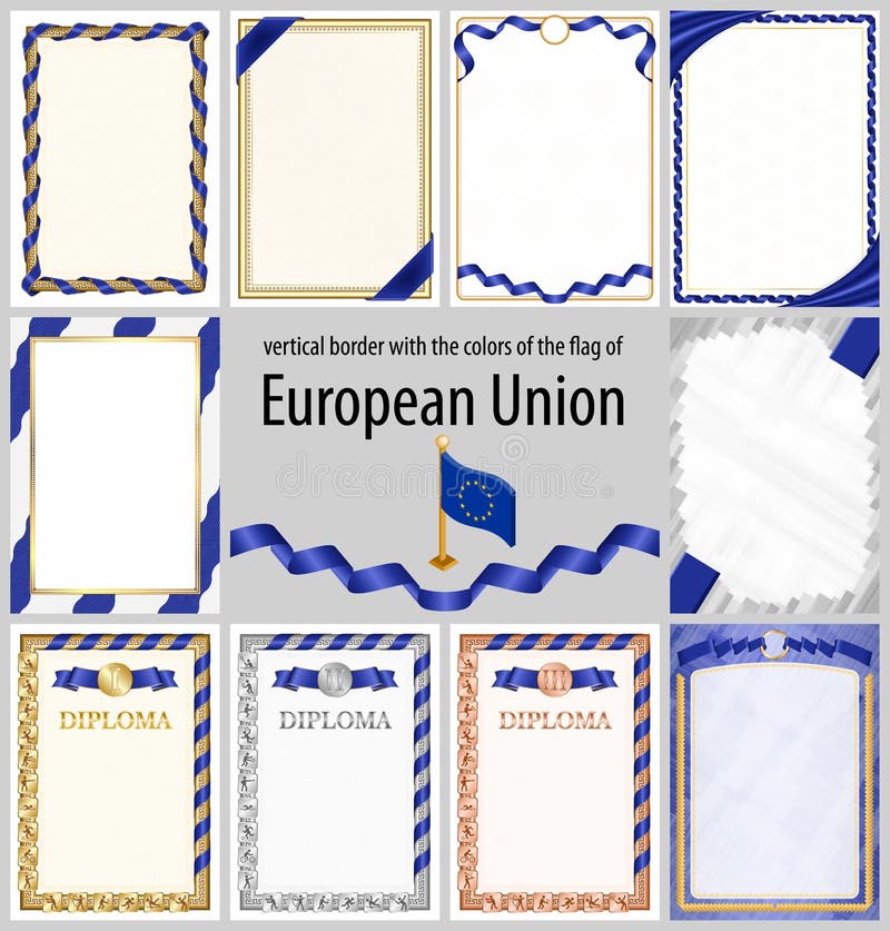 Vertical Frame and Border with European Union Flag Stock Vector ...