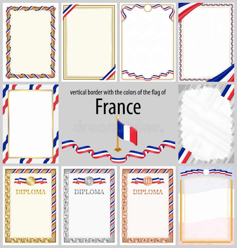 Vertical Frame and Border with France Flag Stock Vector - Illustration ...