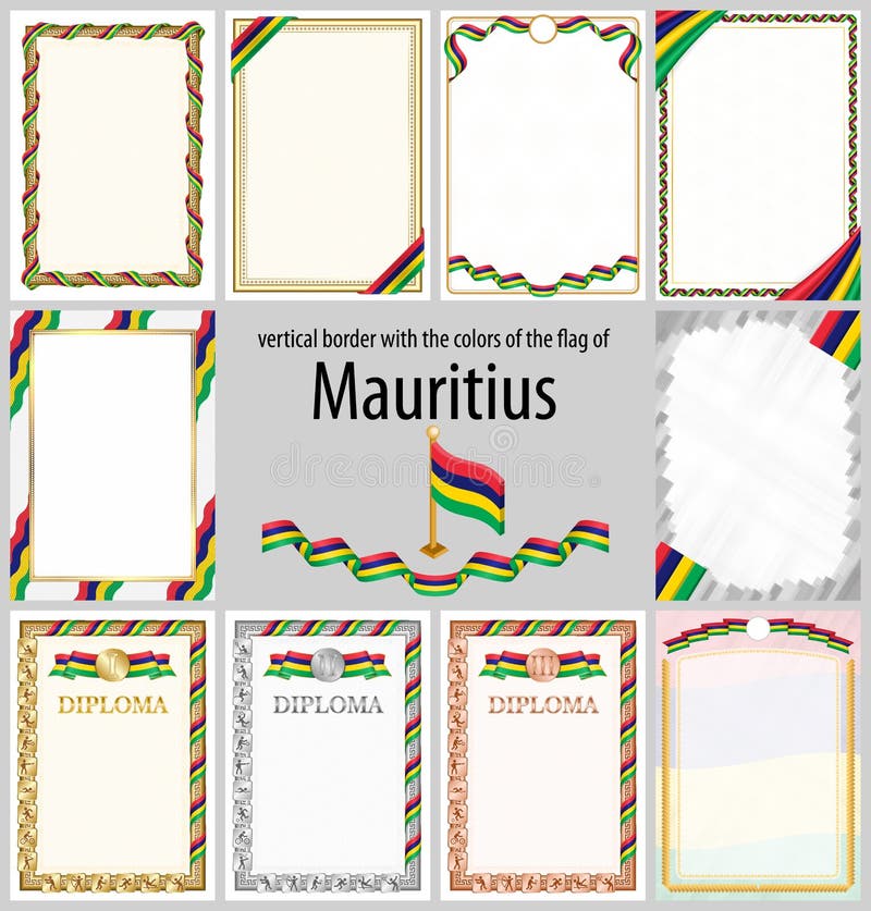 Vertical Frame and Border with Mauritius Flag Stock Vector ...