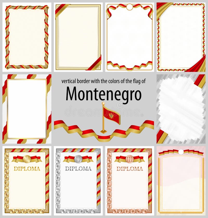 Vertical Frame and Border with Montenegro Flag Stock Vector ...