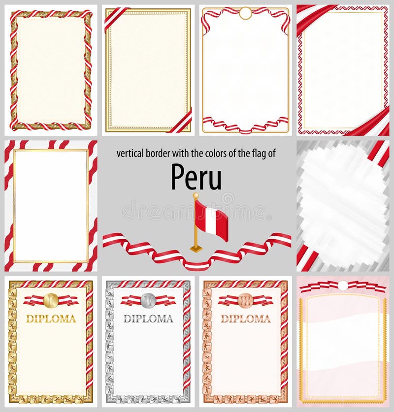Vertical Frame and Border with Peru Flag Stock Vector - Illustration of ...