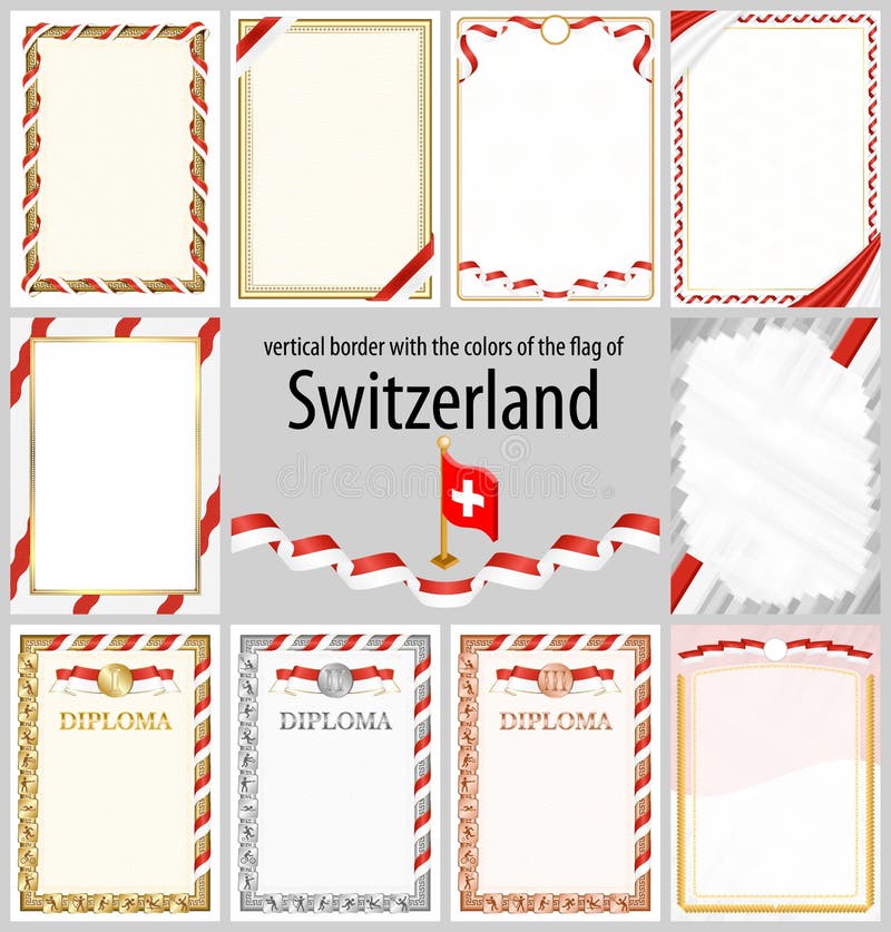 Vertical Frame and Border with Switzerland Flag Stock Vector ...