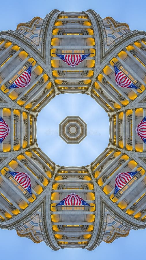 Vertical Frame Capital Building Columns and Flags in Circle Stock Image ...