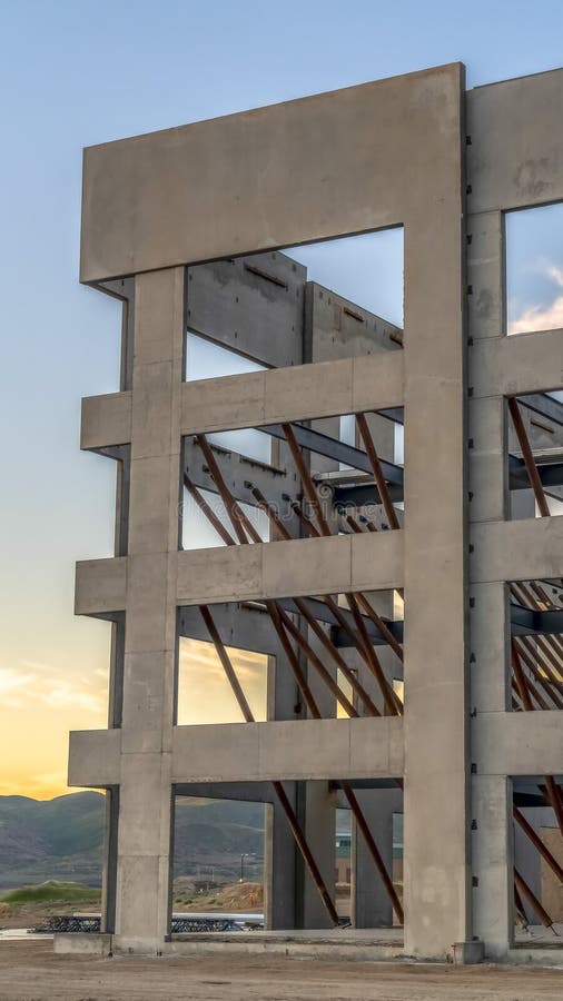 Vertical Frame Exterior of Modern Building Under Construction Against ...