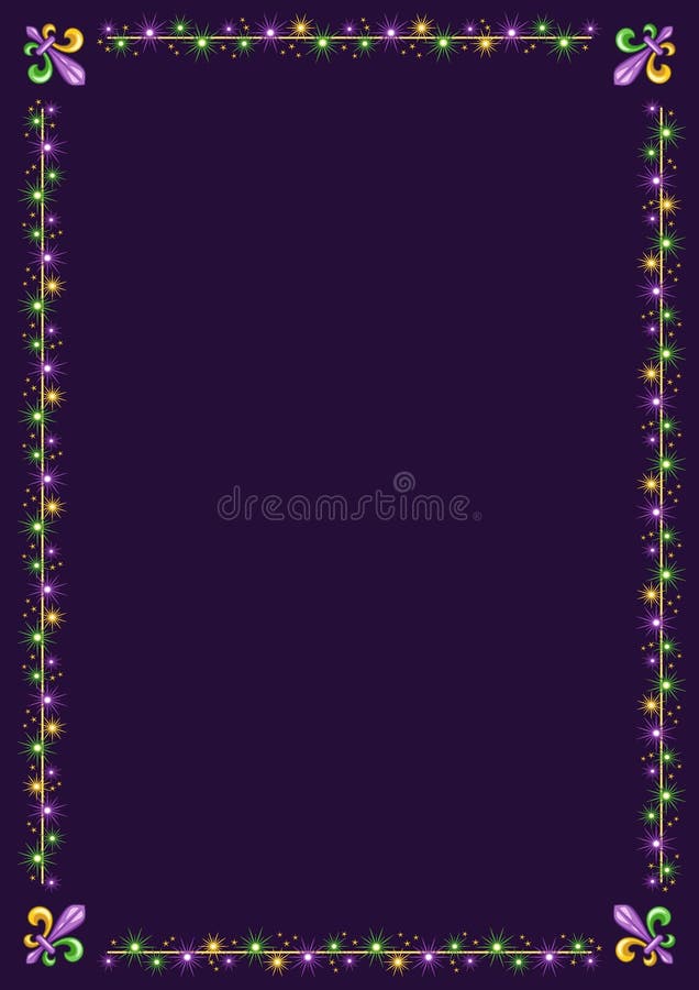 Vertical Frame with Fleur De Lis, Festive Garland Stock Illustration ...