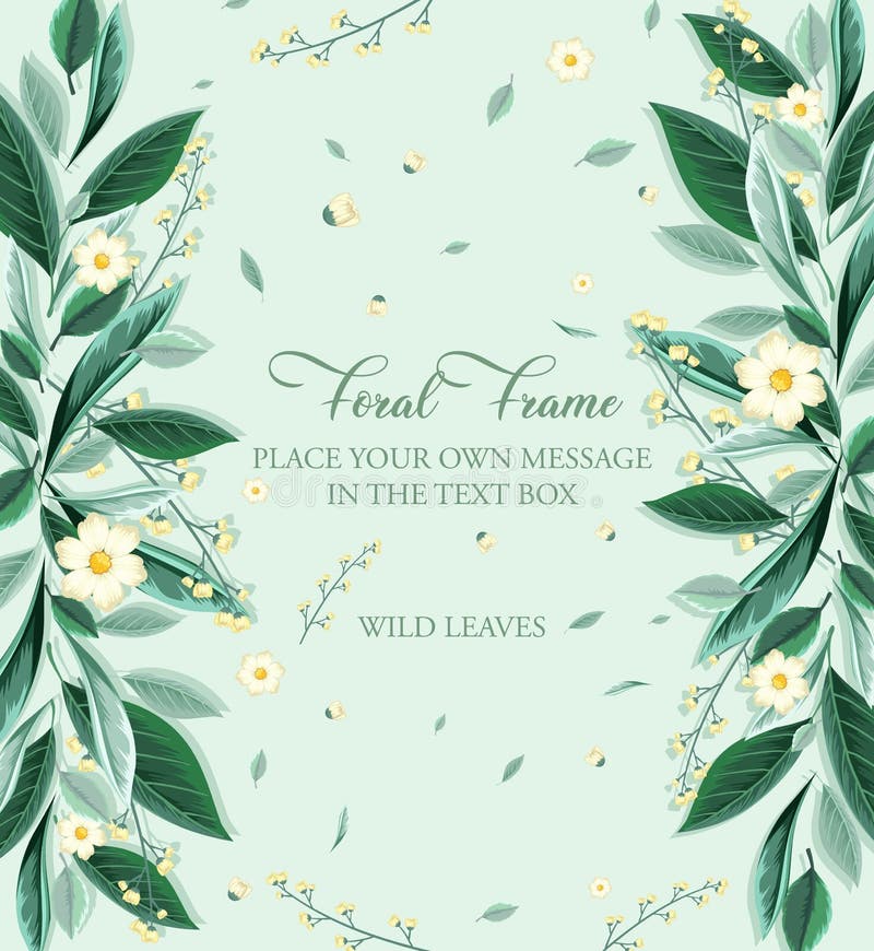 Vertical Frame of Green Foliage Template Stock Vector - Illustration of ...