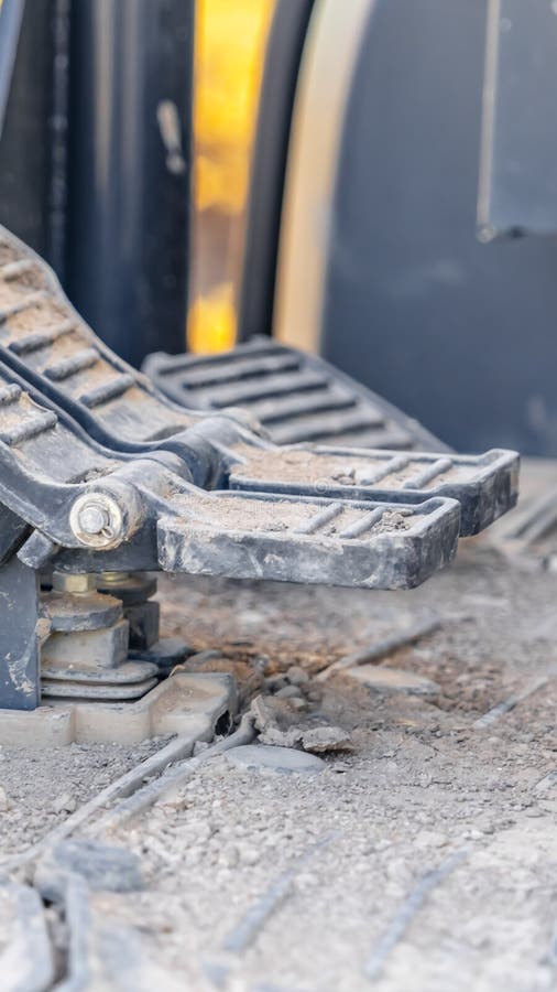 Vertical Frame Interior of a Construction Vehicle with Close Up on the ...