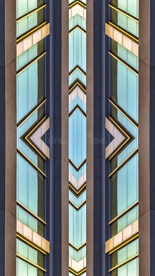 Vertical Frame Shiny Teal Windows of an Office Building Stock ...