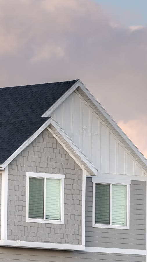 Vertical Frame Upper Facade of a Double Storey Home Stock Image - Image ...