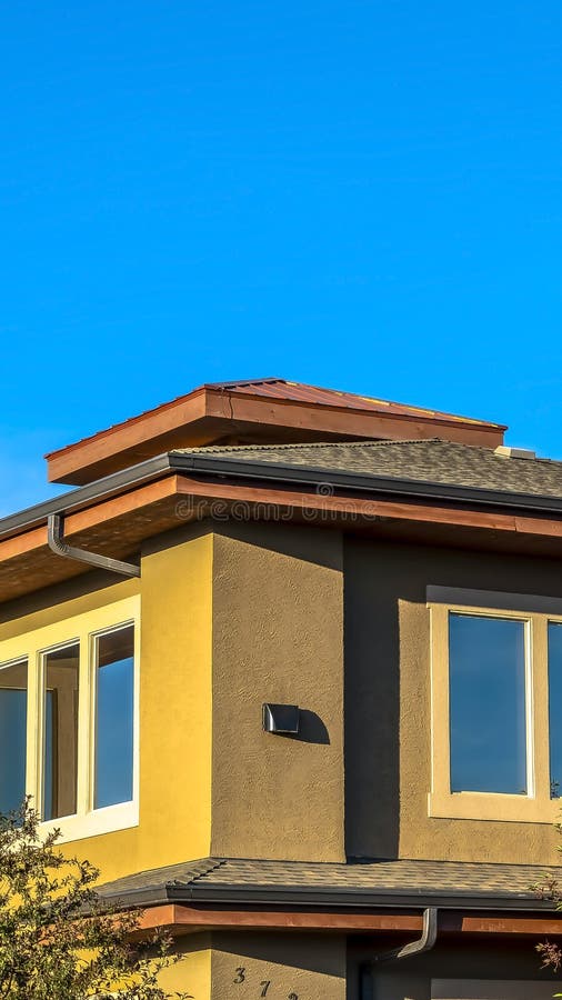 Vertical Frame Upper Storey of a House Lined with Rectangular Windows ...