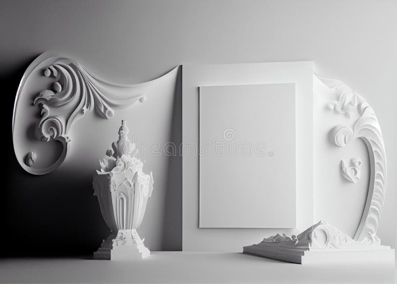 Vertical Frame with White Bust Over Wall. Mockup Template AI Generated ...