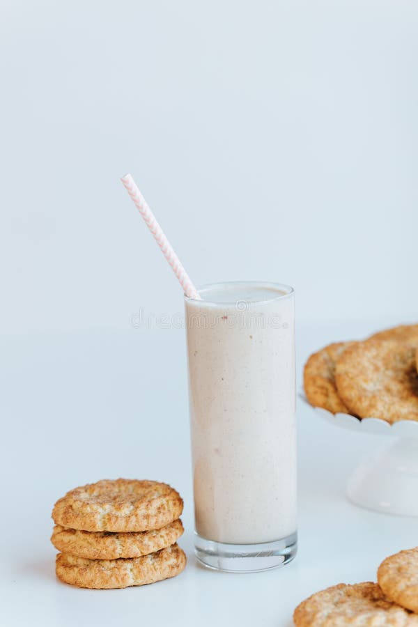 Vertical of the Fresh Milkshake with Cookies Isolated on the Empty ...