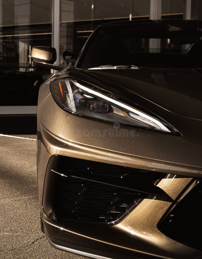 Vertical Front View of a Corvette Stingray in Copper Color Editorial ...