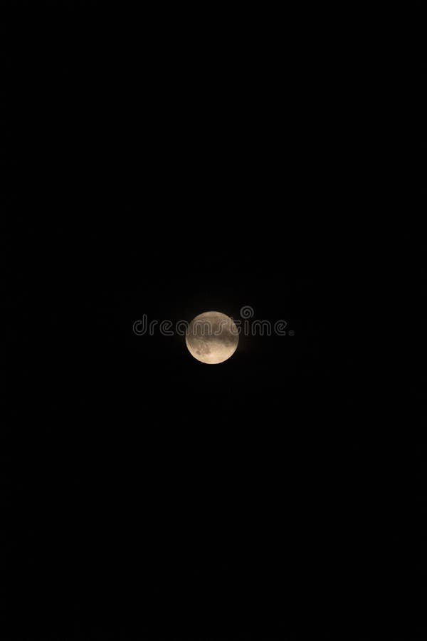 Vertical of a Full Moon Lunar Eclipse in the Black Sky Stock Image ...