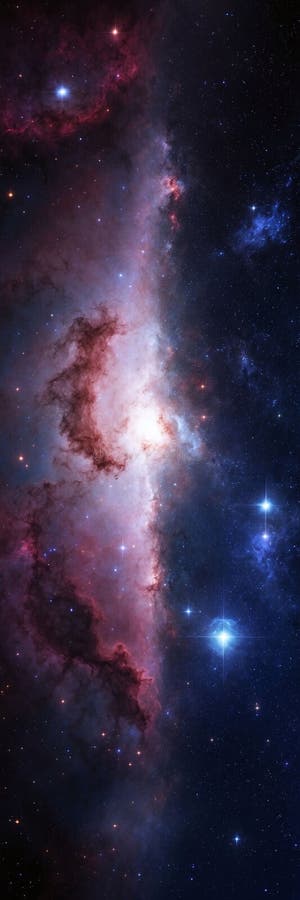 Vertical Galaxy Scene with a Nebula Transitioning into a Starry Night ...
