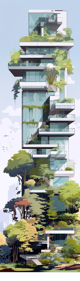 Vertical Garden Architecture Showcasing Modern Design with Integrated ...