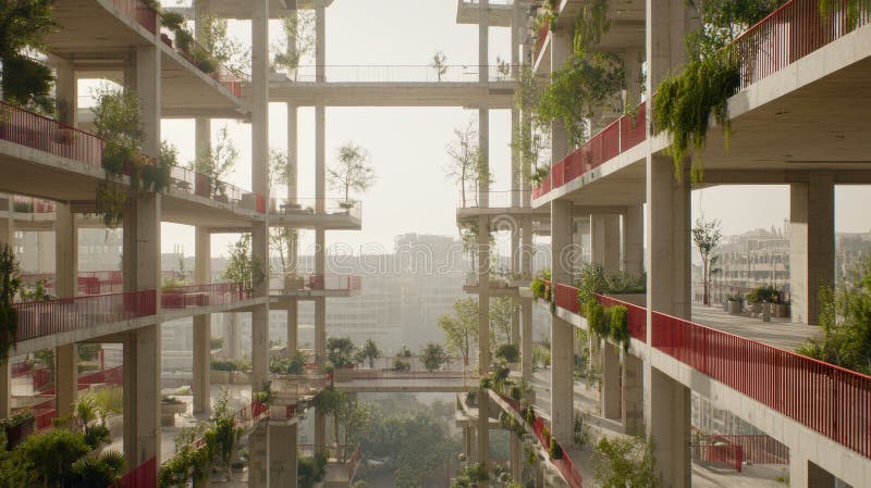 Vertical Garden in Concrete Building Stock Photo - Image of plant, lush ...