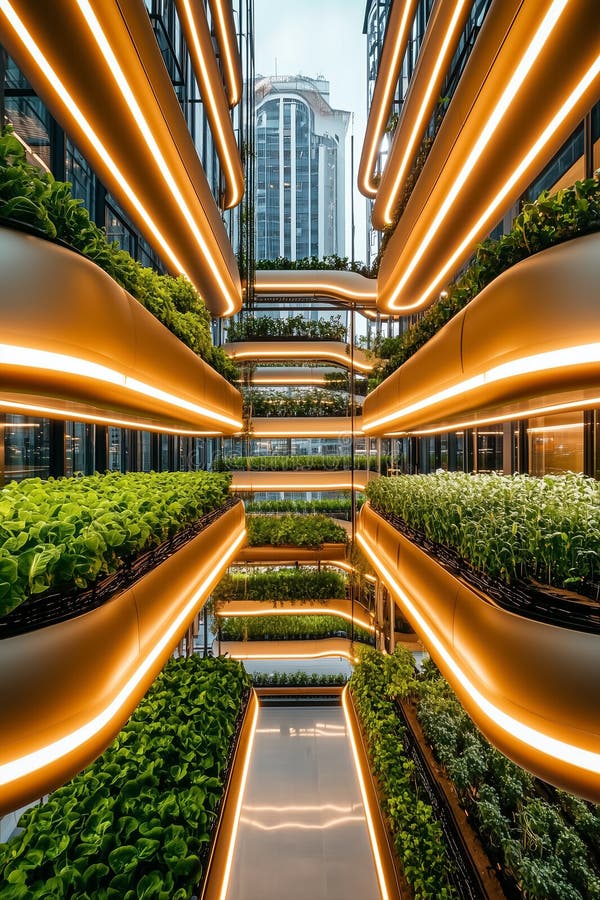Vertical Garden Displaying Rows of Green Leafy Vegetables in an Urban Environment, Innovative ...