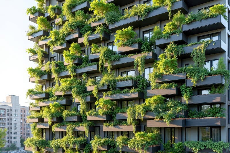 Vertical Garden on Modern Urban Building with Green Facade and Abundant ...