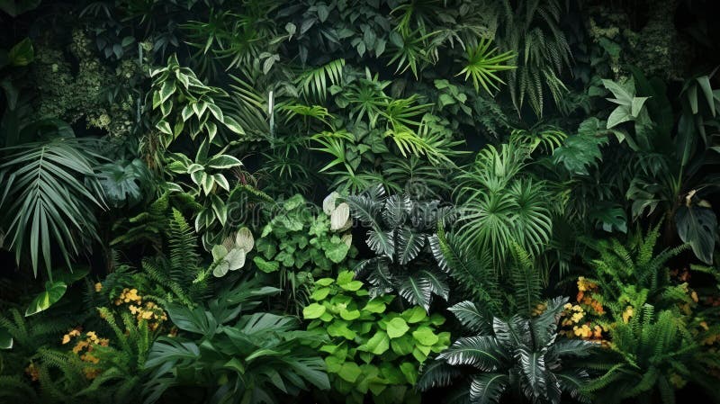 Vertical Garden with Tropical Green Leaf, Contrast Ai Generated Stock ...