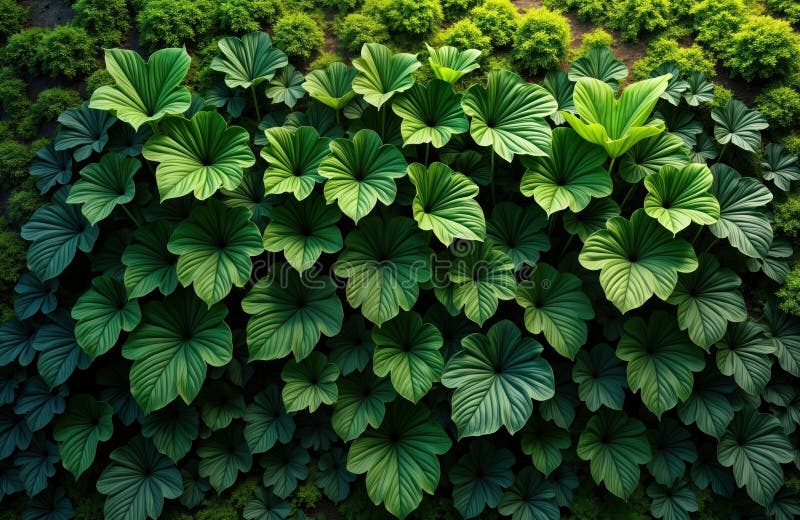 Vertical Garden Wall with Green Plants, Large Leaves. Dense Foliage ...