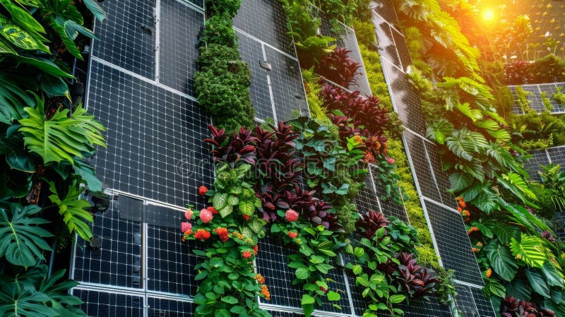A Vertical Garden Wall Made of Modular Solar Panels Providing Both ...