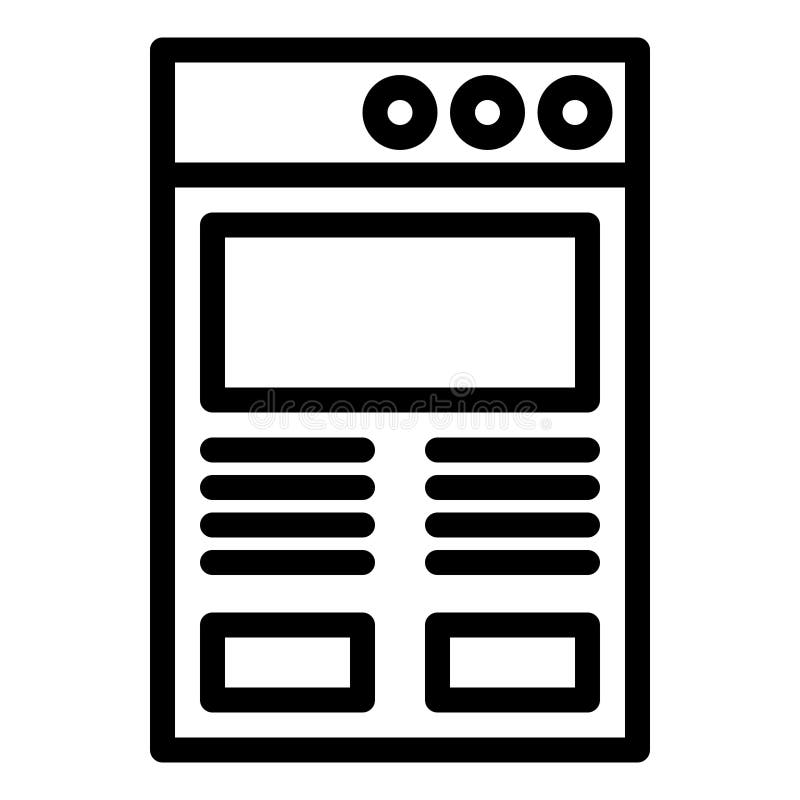 Vertical General Website Page Layout Line Style Icon for Website Stock ...