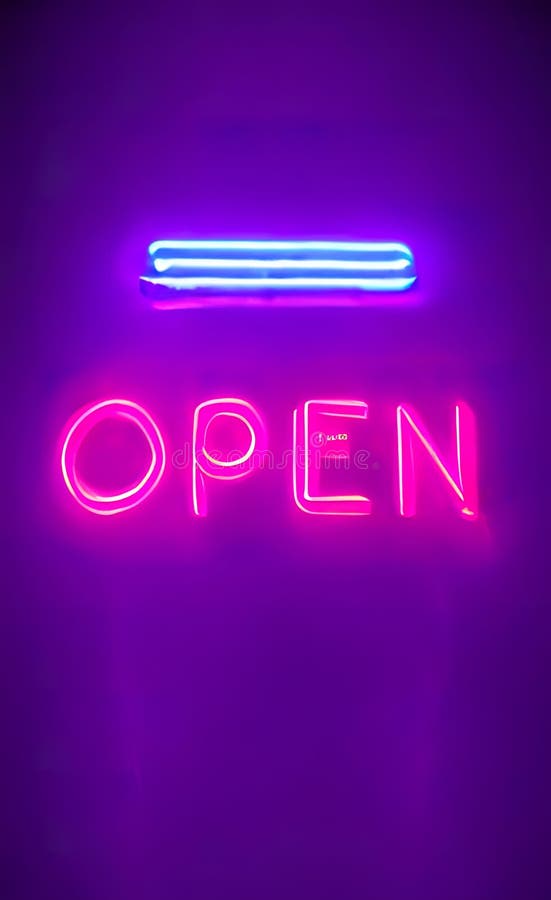 Vertical Glowing Neon Open Sign Stock Photo - Image of business ...