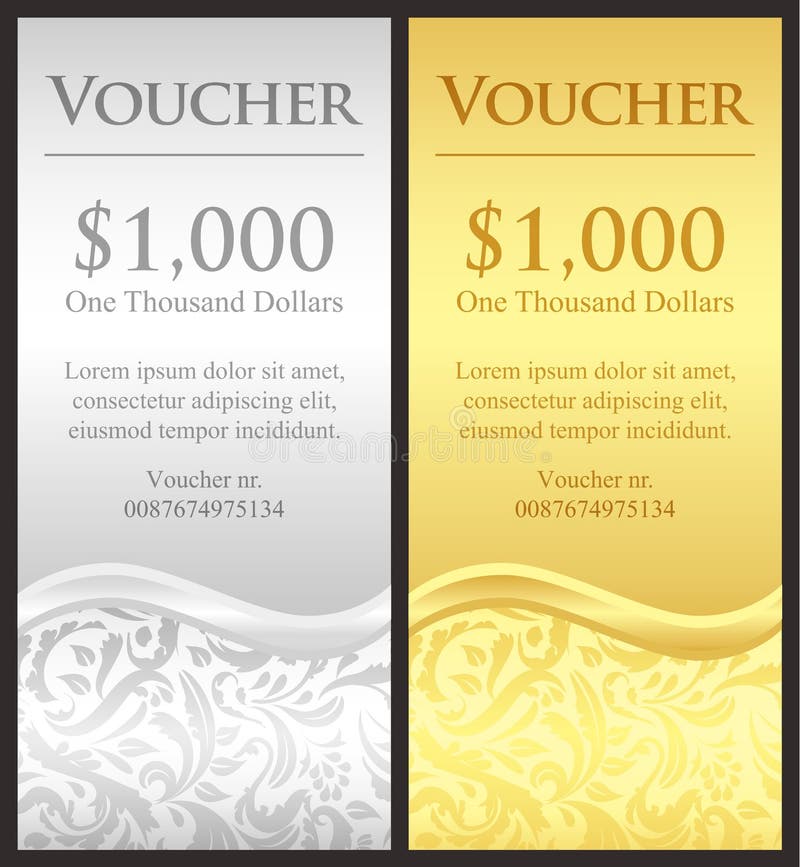 Vertical Gold and Silver Gift Certificate with Vic Stock Vector ...