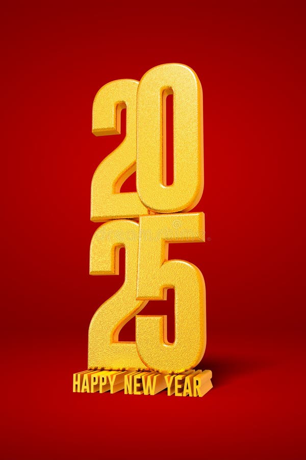 2025 Vertical Gold Text with Superimposed Numbers - Red Background ...