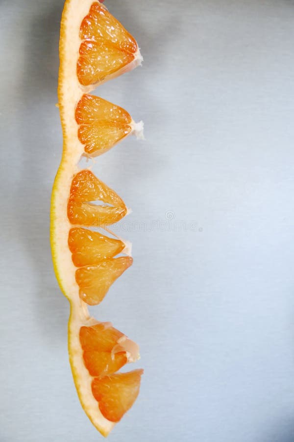 Vertical Grapefruit Slice Isolated on a Simple Gray Background Stock ...