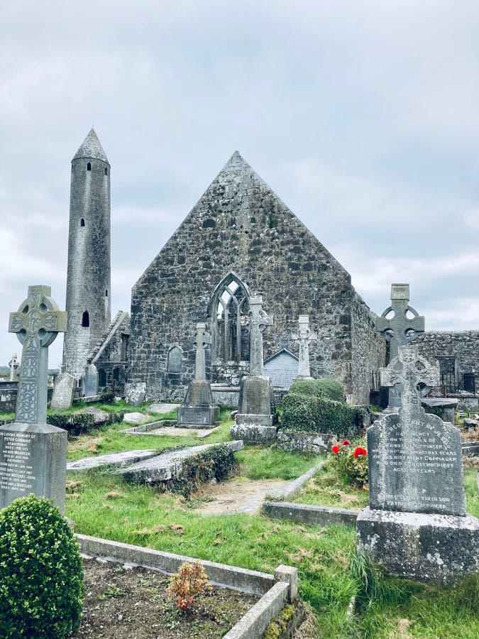 Vertical of Graveyard at Kilmacduagh Monastery in County Galway ...