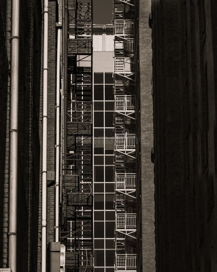 Vertical Grayscale of a the Buildings with Balconies Stock Image ...