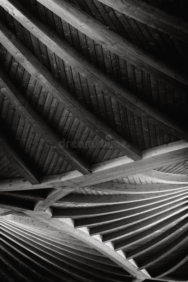 Vertical Grayscale Shot of Abstract Structure of a Ceiling. Stock ...