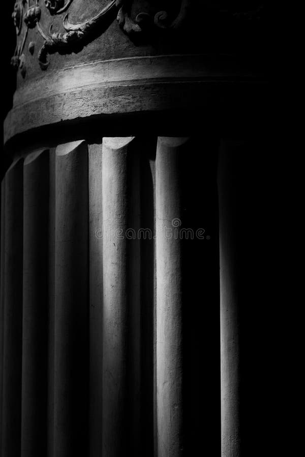 Vertical Grayscale Shot of the Details of a Column Stock Image - Image ...