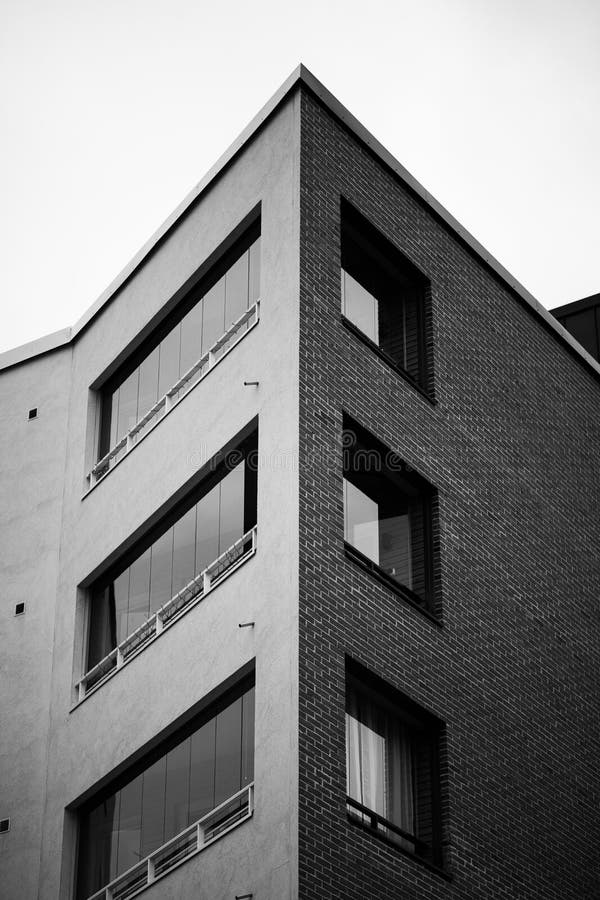 Vertical Grayscale Shot of a Modern Building. Editorial Image - Image ...