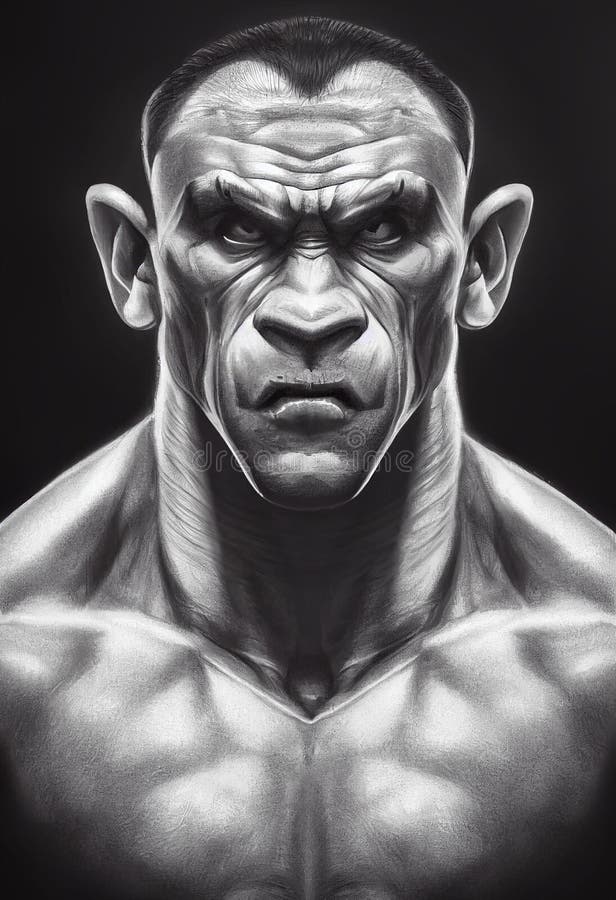 Vertical Grayscale View of an Angry Man - the Portrait of a Fictional ...