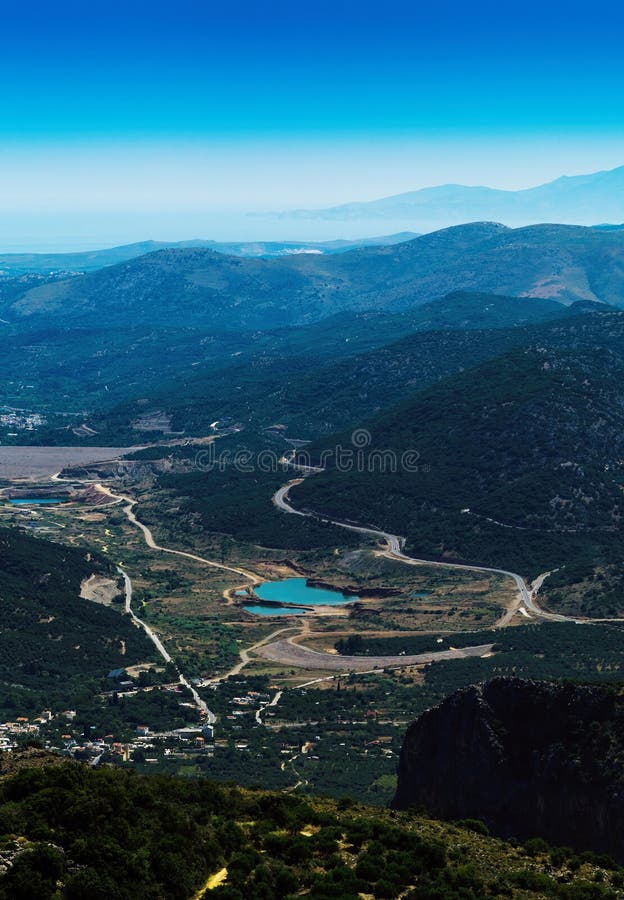 Vertical Greece Crete Dramatic Valley Landscape Background Backd Stock ...