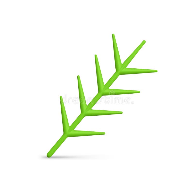 Vertical Green Branch with Sharp Needles Realistic Christmas Glossy ...