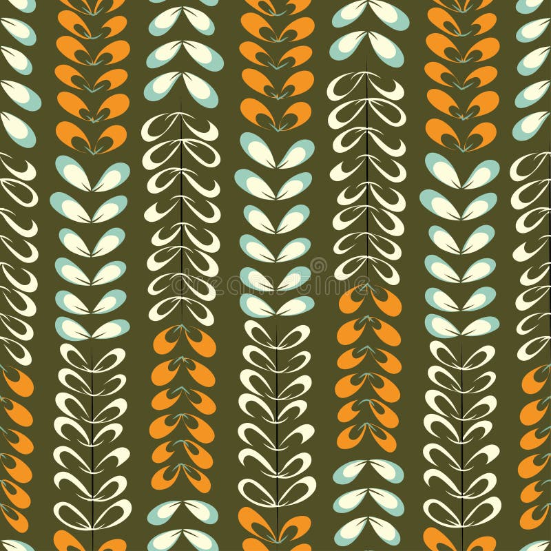 Vertical Green Leaves Seamless Repeat Pattern Stock Vector ...
