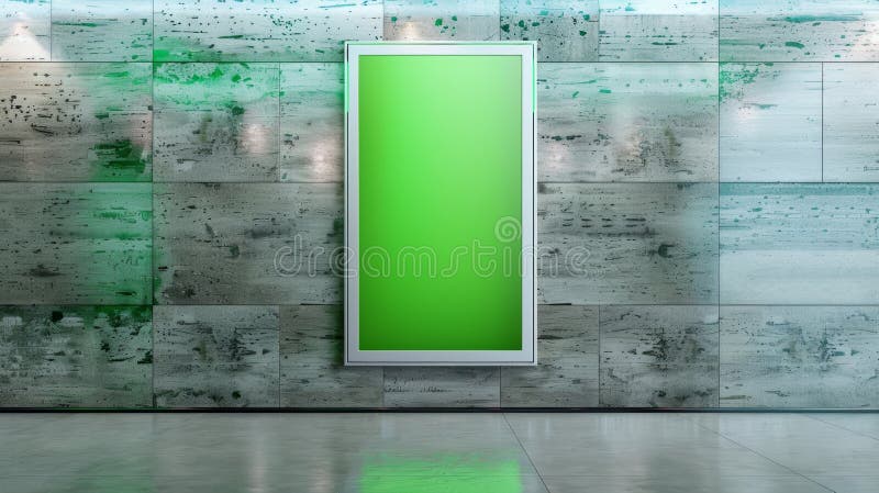 Vertical Green Screen Poster on Marble Wall in Modern Interior, Ideal ...
