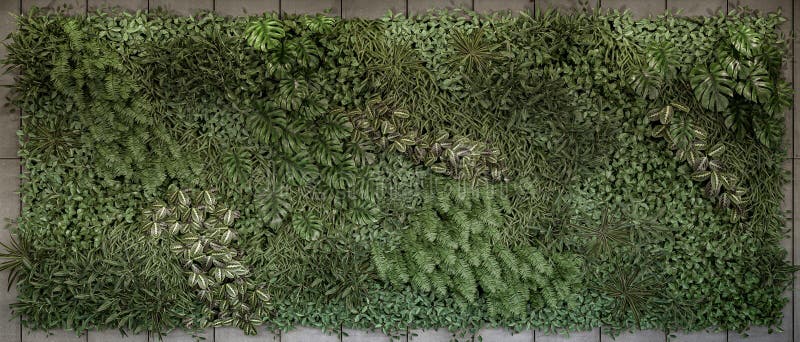 Vertical Green Wall in Modern Interior Design, 3d Render Stock ...