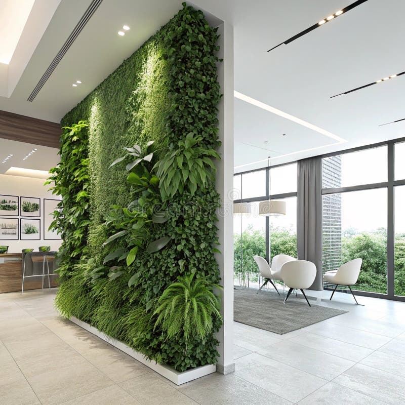 Vertical Green Wall in Modern Interior Design Stock Photo - Image of ...