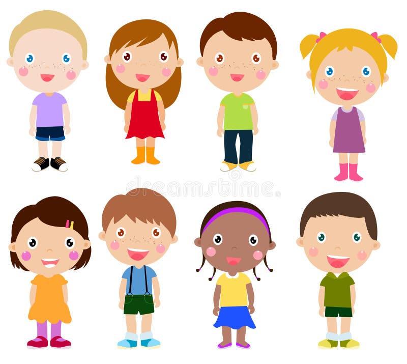 Vertical Group of Children stock vector. Illustration of hands - 27562425