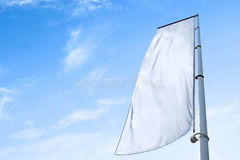 Vertical Hanging White Fabric Banner Flag Stock Photo - Image of flying ...