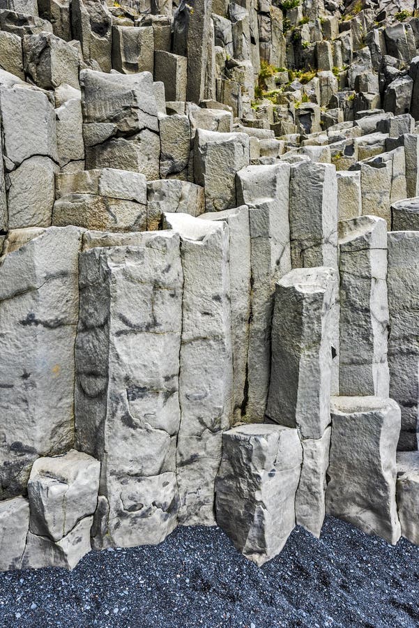 Vertical Hexagonal Basalt Cliffs in the Bottom of Reynisfjall Mountain ...
