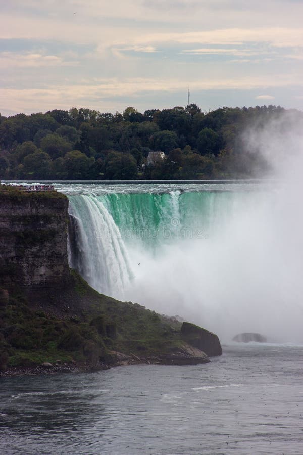 Vertical High-angle of Horseshoe Falls Flowing Down and Making Mist ...