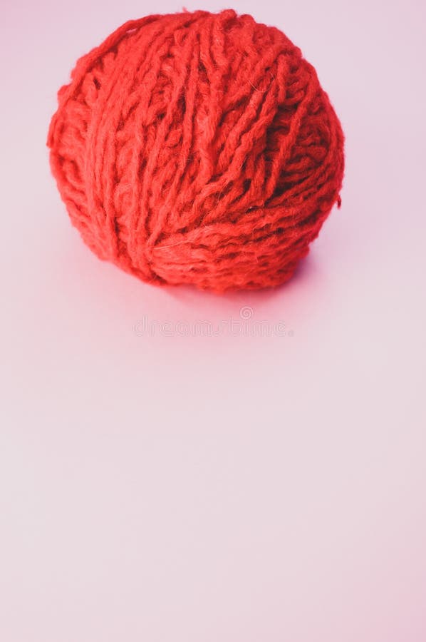 Vertical High Angle Shot of a Ball of Red Yarn Stock Image - Image of ...