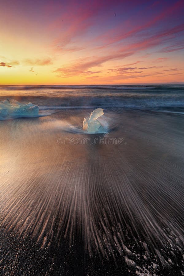 Vertical High Angle Shot of an Ice Glacier on the Seashore Under an ...